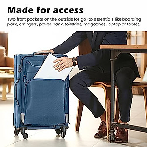 Coolife Luggage 4 Piece Set Suitcase TSA Lock Spinner Softshell lightweight (black+red)