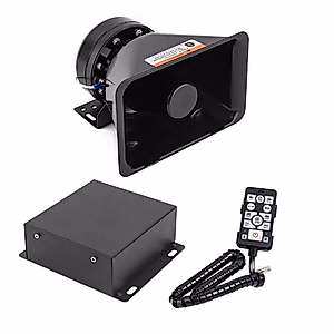 YHAAVALE 9200E Amplifier Police Siren & Black Siren Speaker,DC12V 100W Multi-Tones Wired Handheld Microphone Loudspeaker Emergency Warming PA System for Truck Vehicles