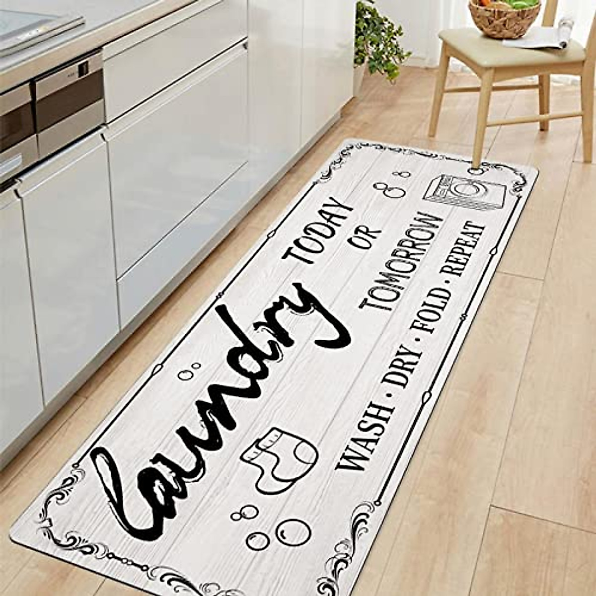 TPAPFRLY Farmhouse Laundry Room Rug 20"X59" Waterproof Laundry Mat for Laundry Room Non-Slip Entrance Rug Area Rug for Bathroom, Mudroom, Kitchen, Washroom, Light