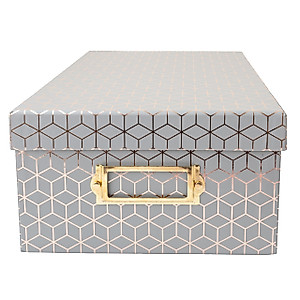 DCWVE Die Cuts with A View Photo Box PB-002-00022, Gray Geo W/Rose Gold Foil