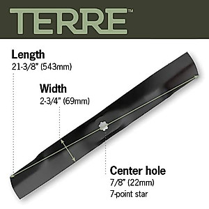Terre Products, 2 Pack Mulching Mower Blades, 42 Inch Deck, Compatible with John Deere 105, 115, 125, D100. D110, D125, LA100, LA105, LA110, Replaces John Deere GX22151, GY20850, AM137333, AM141033