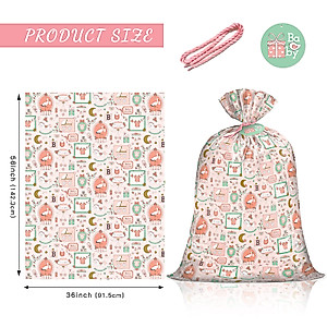 WRAPAHOLIC 56" Large Baby Girl Plastic Gift Bag - Pink Baby Girl Design for Baby Shower, Kids Birthdays, Parties, Celebrating, or Any Occasion - 56" H x 36" W