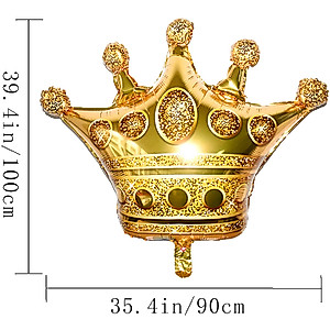 MYUBWTF 6 Pieces 40 inch Large Gold Crown Balloons, Giant Foil Cap Balloon, Aluminum Foil Helium Balloons for Birthday Wedding Party Decorations Anniversary Party Halloween Christmas (40-inch)