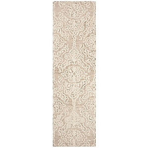 SAFAVIEH Blossom Collection 2' 3" x 12' Beige/Ivory BLM112B Handmade Premium Wool Entryway Foyer Living Room Kitchen Runner Rug