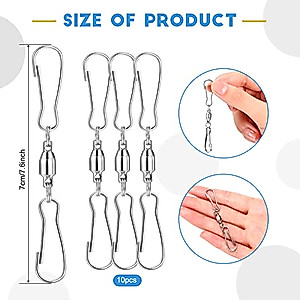 TecUnite 10 Pack Swivel Hooks Clips Smooth Spinning Dual Clip Hanging Windsock Wind Spinners Wind Chimes Crystal Twisters Party Supply