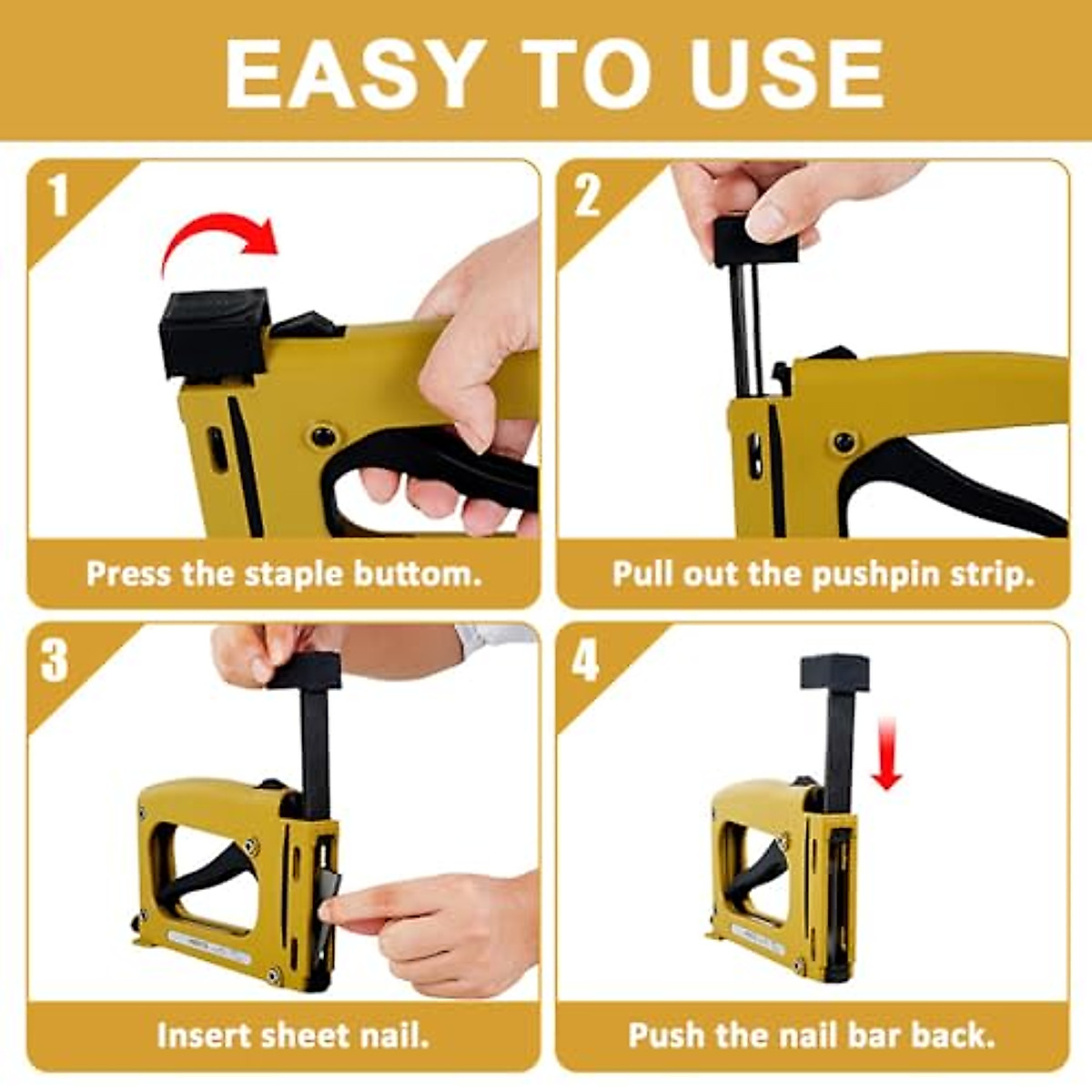 GYKLE Point Driver Framing Tool, Flexible Point Gun Tacker, Lightweight Metal Picture Framing Tool with 1000 Points for Artist Framing Paintings and Pictures