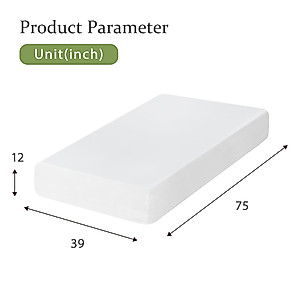 BestMassage 12 Inch Gel Memory Foam Mattress for Cool Sleep & Pressure Relief, Medium Firm Single Twin Mattress for Kids, Bed-in-a-Box, CertiPUR-US Certified,White