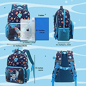 HAPPYSUNNY Galaxy Backpack for Kids Boys Girls 15 Inch Changeable Pictures Hologram Lenticular Spaceman Rocket 4-10 Age for Preschool Early Elementary Kindergarden Bookbags with Chest Straps