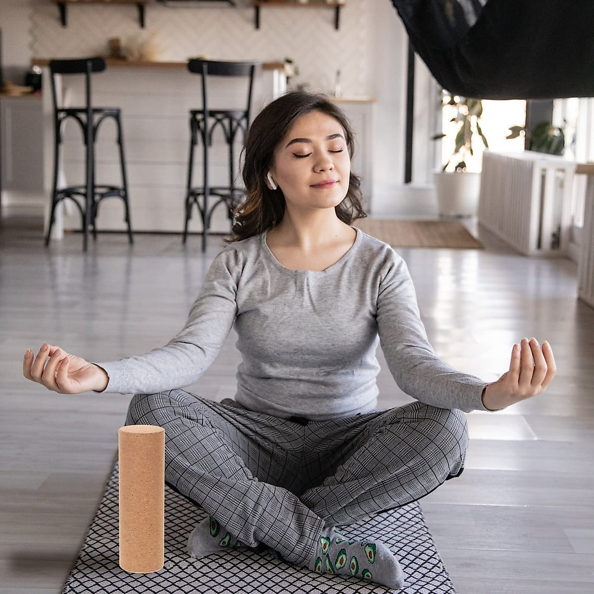 BESPORTBLE Yoga Column Sports Massager Circle Roller Yoga Training Column Portable Yoga Roller Pain Relief Yoga Roller Yoga Mat Massage Roller Cork Fitness Yoga Wheel Non-Slip