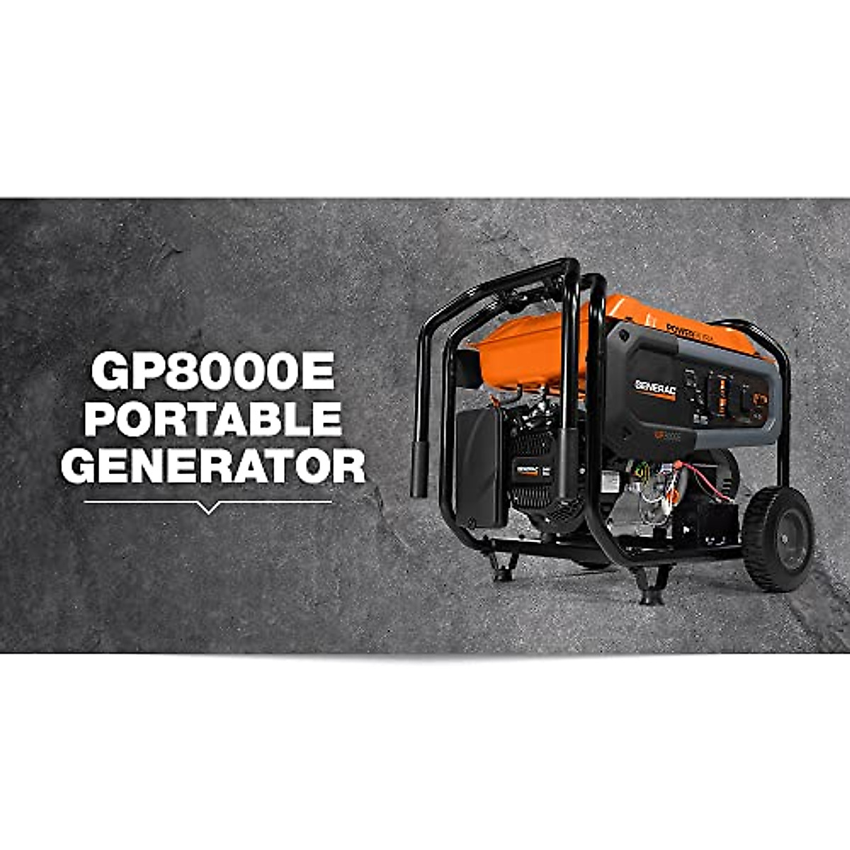 Generac 7676 GP8000E 8,000-Watt Gas-Powered Portable Generator - Electric Start with COsense - Powerrush Advanced Technology - Reliable Power for Emergencies and Recreation - CARB Compliant