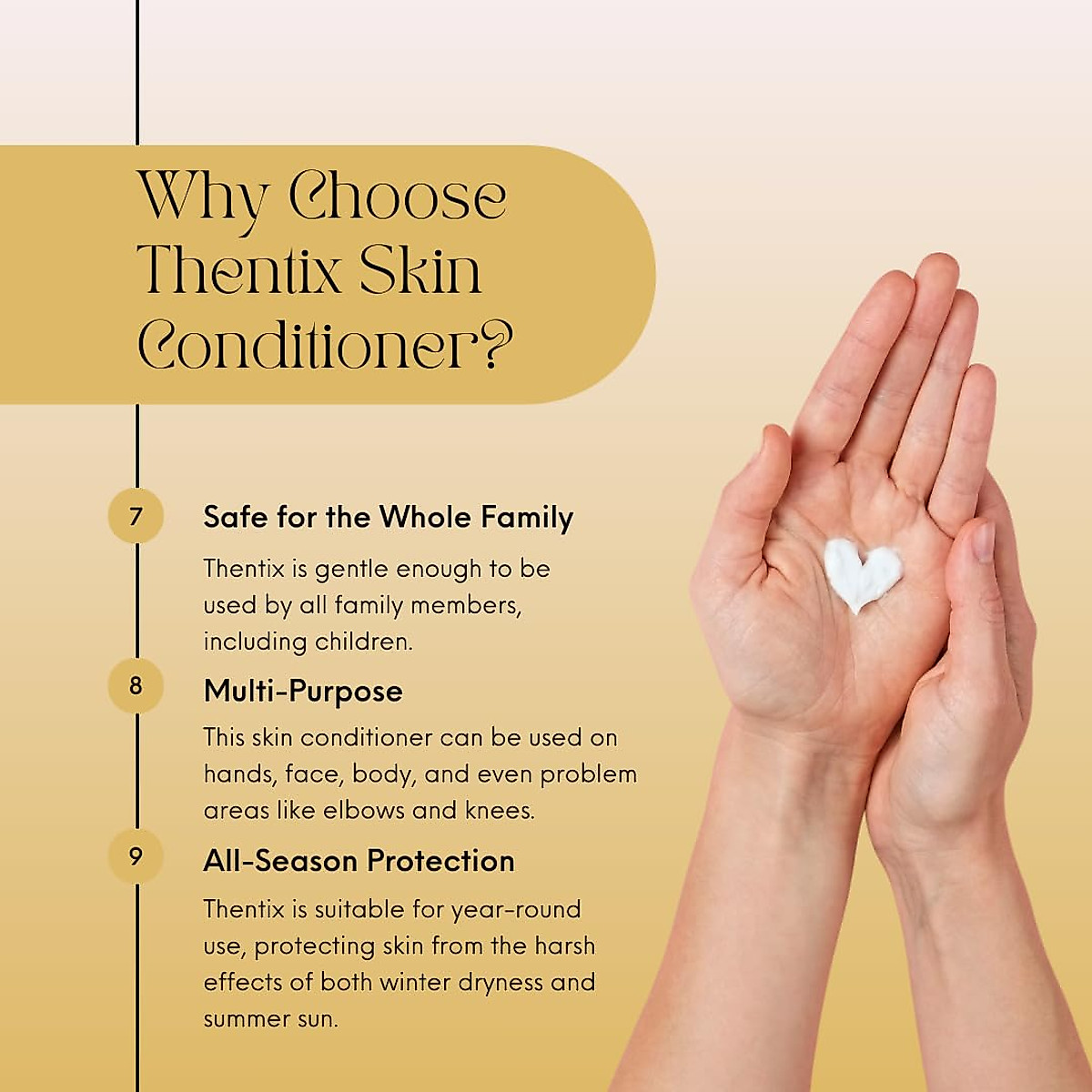 Thentix Skin Conditioner, 8oz - Non-Greasy, Unscented Moisturizer for Sensitive Skin, Nourishes Face, Body & Hands