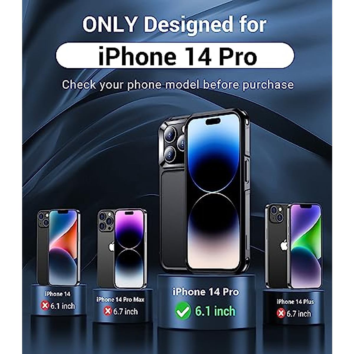 Temdan Magnetic for iPhone 14 Pro Case,[Compatible with MagSafe][Glass Screen Protector+Camera Lens Protector] Non-Slip Full-Body Shockproof Phone Case-Black