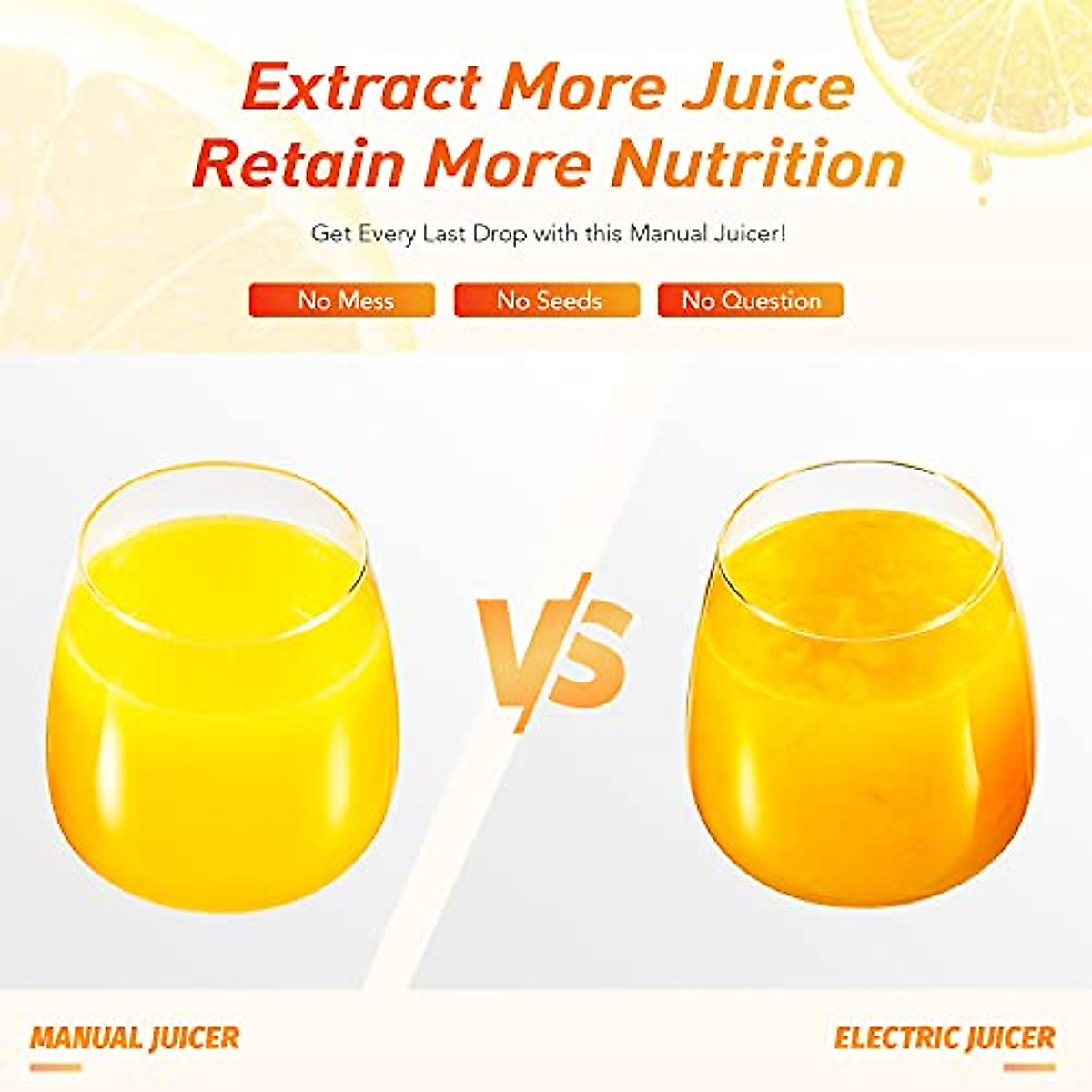 CO-Z Hand Press Juicer Machine, Manual Citrus Juicer for Lemon, Lime, Orange Juice - Professional Squeezer and Crusher, Easy to Clean, Black