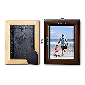 Spiretro 5 x 7 inch Country Scoop Wide Molding, Natural Solid Wood Picture Frame with Real Glass, Vertically and Horizontally Display for Desk and Wall Mounting Photo Frame, Plain Honey Brown