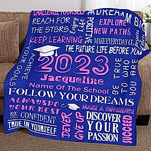 MyPupSocks Custom Graduation Throw Blanket Graduate Proud Best Wishes Keep Learning Black Fits Couch Sofa Bedroom for Birthday Christmas Graduation 60"x80"