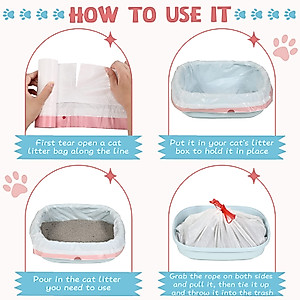 Colarr 50 Count Large Cat Litter Box Liners 31 x 18 Inch Liners Bags with Drawstring Cat Liners for Litter Box Pets Cats