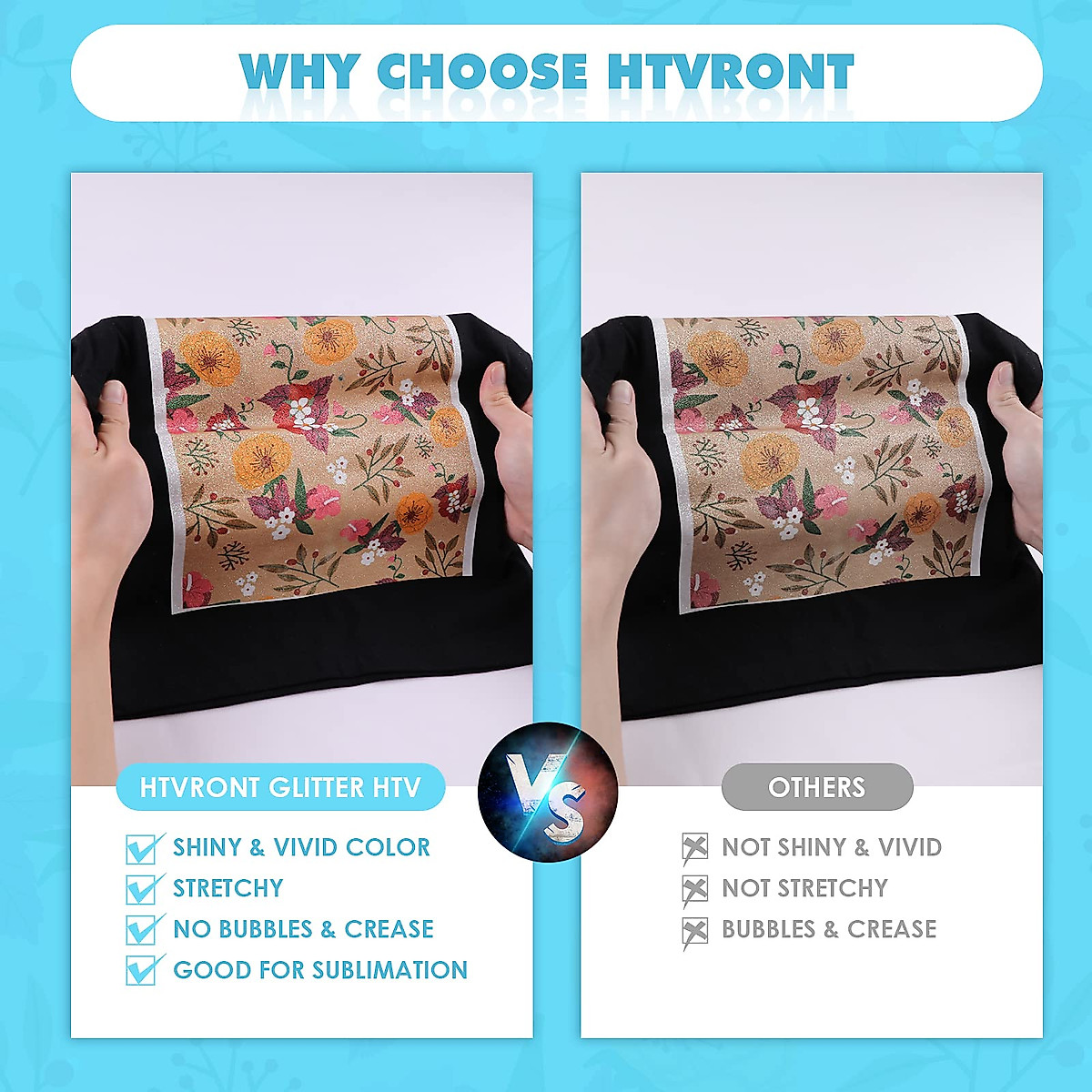 HTVRONT Rainbow White Glitter Heat Transfer Vinyl Roll - 10" x 10 FT White Glitter Iron on Vinyl, White Glitter HTV Vinyl for Shirts - Easy to Cut & Weed