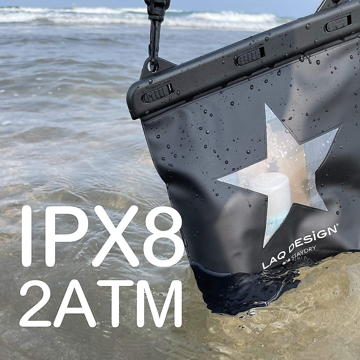 LAQ DESiGN STAYDRY Double Sided Perspective Waterproof Dry Bag with Adjustable strap for Swimming, Boating, Traveling, Snorkeling, Kayaking, Fishing, Diving, Hiking, Camping-Star (Green)