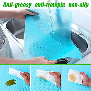 Theshai 8pcs Refrigerator Mats, Waterproof Non-Slip EVA Refrigerator Liner Pads, Can Be Cut Washable Fridge Mat, Also Great for Drawers Shelves Cabinets Storage Kitchen and Placemats