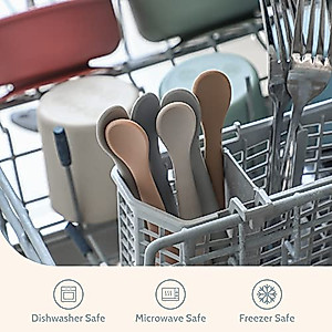 Silicone Baby Feeding Spoons, First Stage Baby Infant Spoons, Soft-Tip Easy on Gums I Baby Training Spoon Self Feeding | Baby Utensils Feeding Supplies, Dishwasher & Boil-proof, 6 Pack