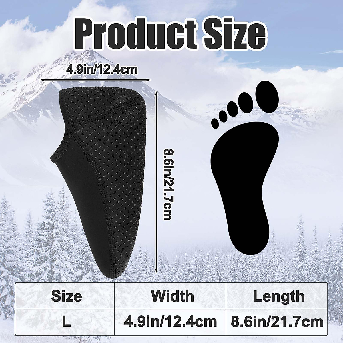 Palksky 1 Pairs Neoprene Cold Plunge Socks, Ice Bath Socks, Neoprene Booties Cold Water, Cold Plunge Tub Accessories, Reusable Toe Warmers for Cold Coolers, Ice Baths at Home(L)