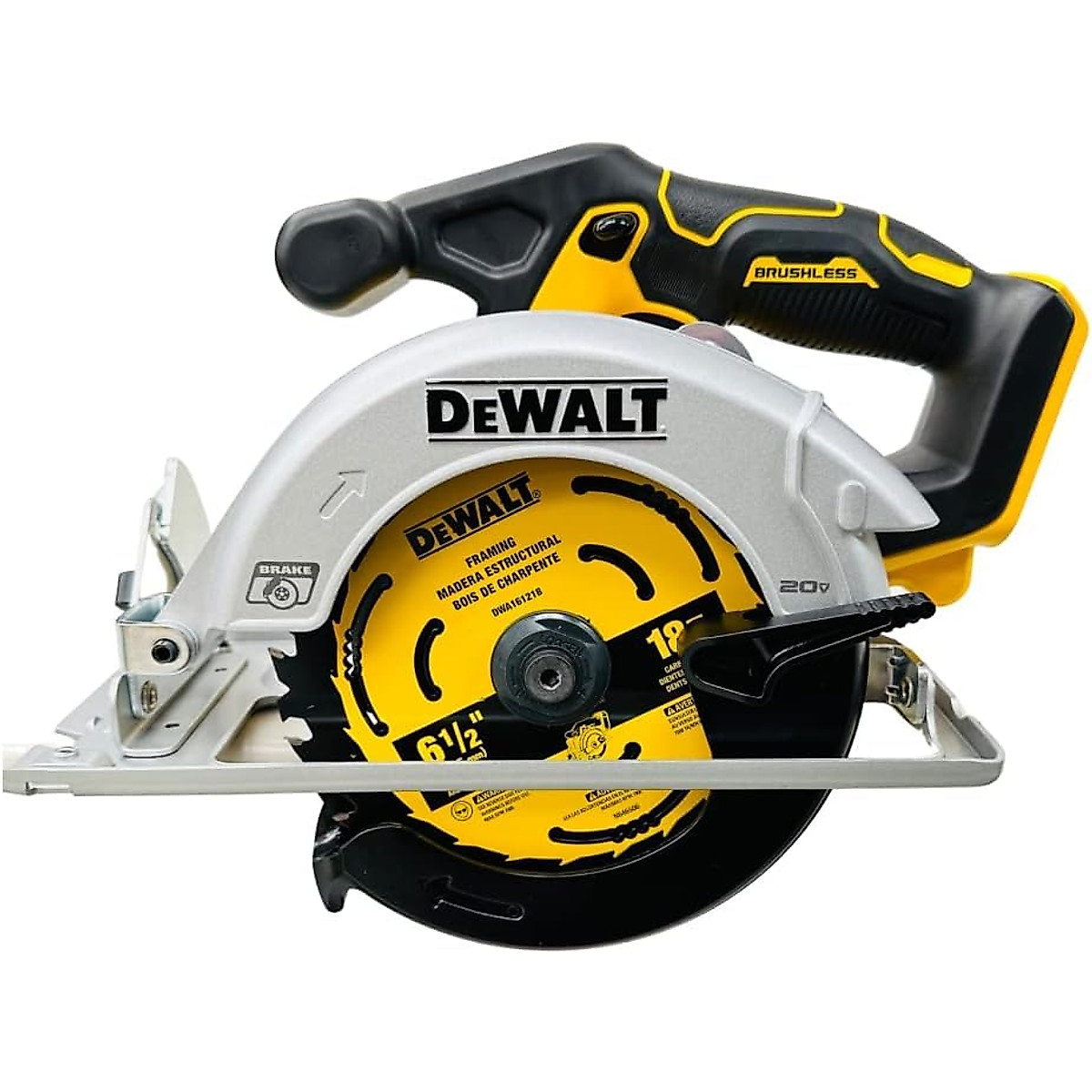 DEWALT DCS566 20V Circular Saw, 20V Cordless Brushless 6.5"" Circular Saw (Bare Tool Only, Bulk Packed), Yellow