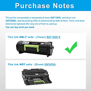 LCL Compatible Toner Cartridge Replacement for Lexmark 60F1000 601 MX510de MX511dte MX511dhe MX310dn MX410de MX511de MX610dw MX611de MX611dhe (1-Pack Black)