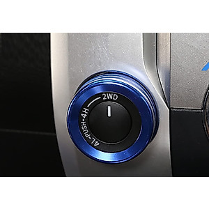 iJDMTOY 5pc-Set Blue Aluminum Air Conditioner Stereo Volume/Tune 2WD/4WD Switch Turner Ring Covers Compatible with 2017-2021 Toyota Tundra w/ 2-AC Center Console