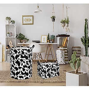 DDBASKET Cow Print Laundry Basket Baby Nursery Clothes Hamper Collapsible Toy Storage Bin Organizer with Handles for Kids,Boys and Girls Room Decor(Cow)