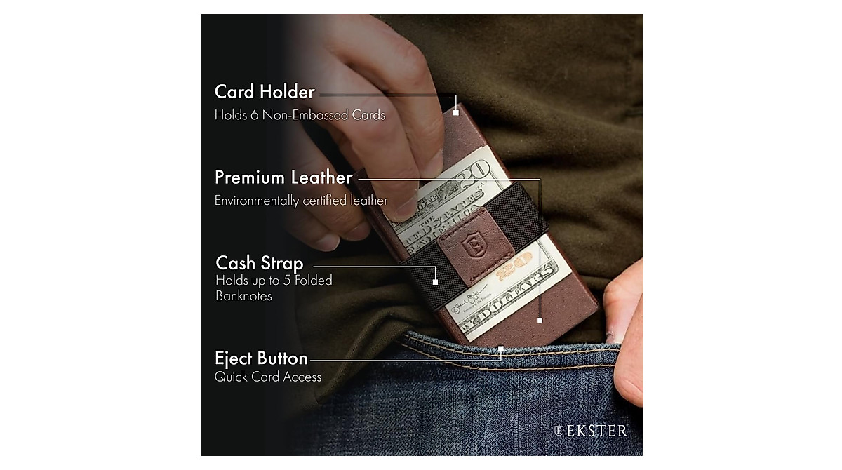 Ekster Senate Classic Brown Leather Slim Wallet with RFID Blocking