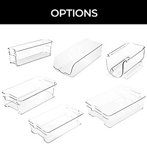 Smart Design Stackable Refrigerator Organizer Bins for Fridge Storage – Clear, 8 x 12 in., Set of 4 – Fridge Organization and Storage Bins with Handles for Easy Living – BPA-Free Plastic