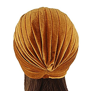 beauty YFJH Pleated Stretch Ruffle Women's Velvet Chemo Turban Hat Wrap Cover