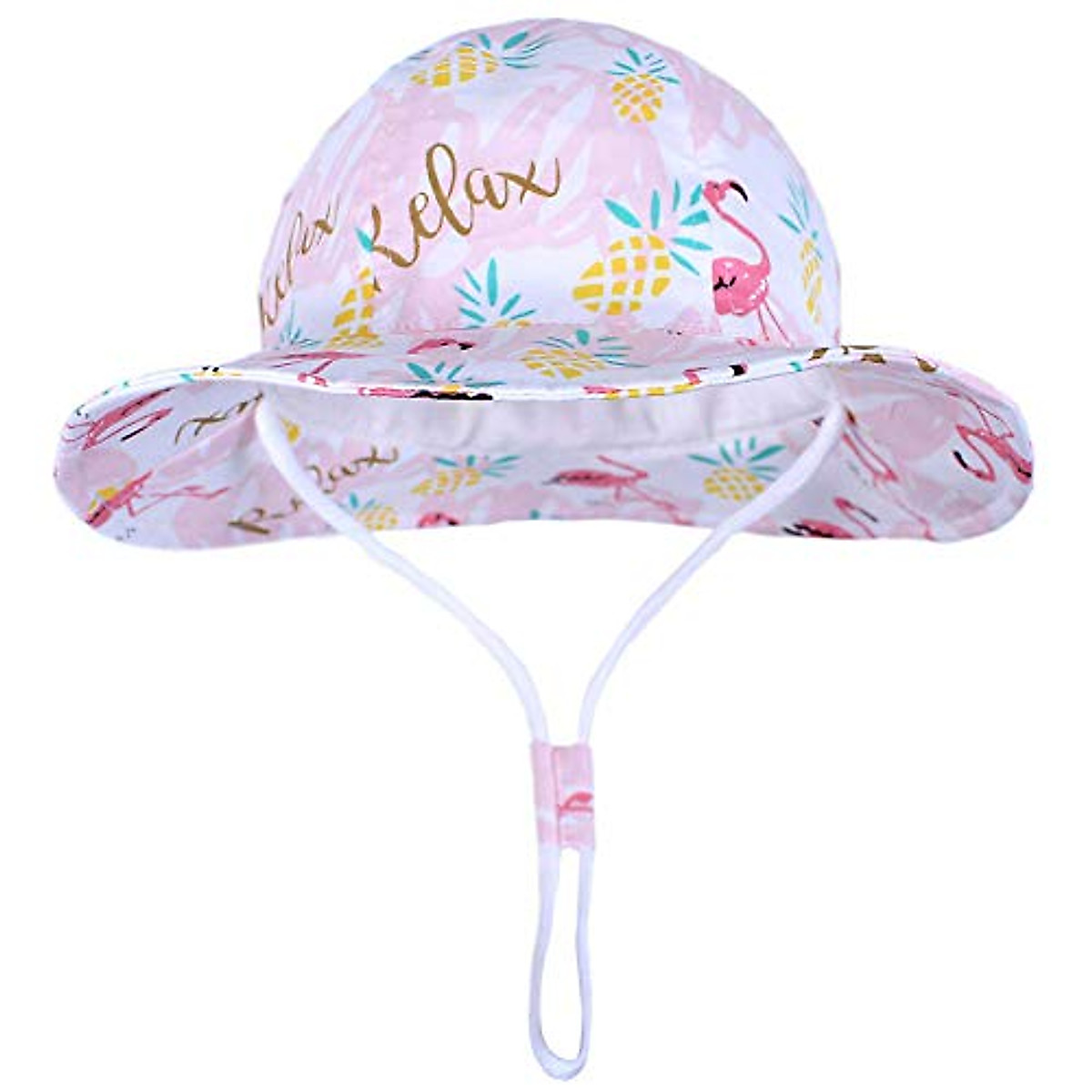 Baby Sun Hat Toddler Kids Wide Brim Sun Protection Hats Infant Beach Swimwear Bucket Cap (US, Age, 3 Months, 12 Months, Flamingo-Pink)