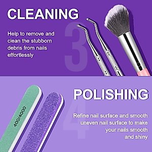 TsMADDTs 13PCS Manicure and Pedicure Tools Kit, Nail Files and Buffers Block, Polish Buffer, Cuticle Nippers, Cuticle Pusher and Peeler, File and Lifters for Toenails