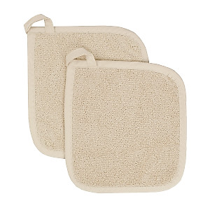 Ritz Premium Terry Pot Holders & Hot Pads Without Pocket (2-Pack), 8.5"x8.25", High Heat Resistance, 100% Cotton, Latte