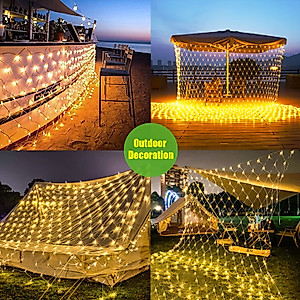 gresonic Net Mesh Lights,320 LEDs 8.2ft x 5.9ft Waterproof String Lights for Christmas Trees,Bushes,Holiday,Party,Outdoor Garden,Wedding Decorations(Warm White)