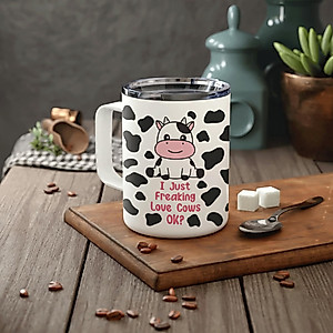 Hyturtle Funny Cow Gifts: Cow Print Stainless Steel 12oz Coffee Tumbler - Perfect For Cow Lovers, Birthday & Christmas Gifts
