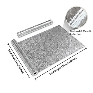 Cre8tive 24" x 118" Large Size Silver Stainless Steel Contact Paper Peel and Stick Aluminum Foil Sheet Wallpaper Waterproof Heat Resistant Oil Proof Wall Film for Kitchen Backsplash Countertop Cabinet