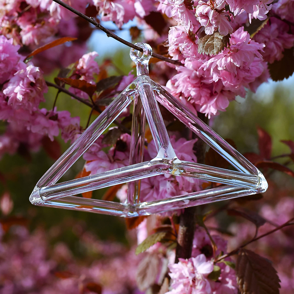 Joysense Crystal Singing Pyramid Clear Quartz 5 inch With Crystal Singing Bowl Striker