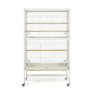 Prevue Pet Products Wrought Iron Flight Cage with Stand, Large Birdcage for Pets, Metal Cage Standing Birdcage, Chalk White