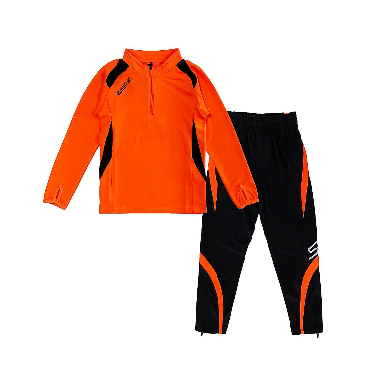 Hiheart Boys Quick Dry Long Sleeve Jogger Set 2 Piece Athletic Tracksuit Orange 6-7