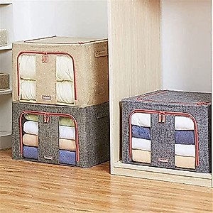 ZyHMW Large Clothes Storage Bag Organizer, 66L Clothes Storage Bins, Foldable Closet Organizers Storage Containers (Color : Bb) (Color : Bb)