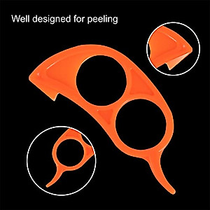 Soft Home Premium Plastic Orange Peeler Lemon Citrus Peel Cutter Vegetable Slicer Fruit Tools (Long Handle Type Green 2 Pack; Mouse Type orange 1 Pack)