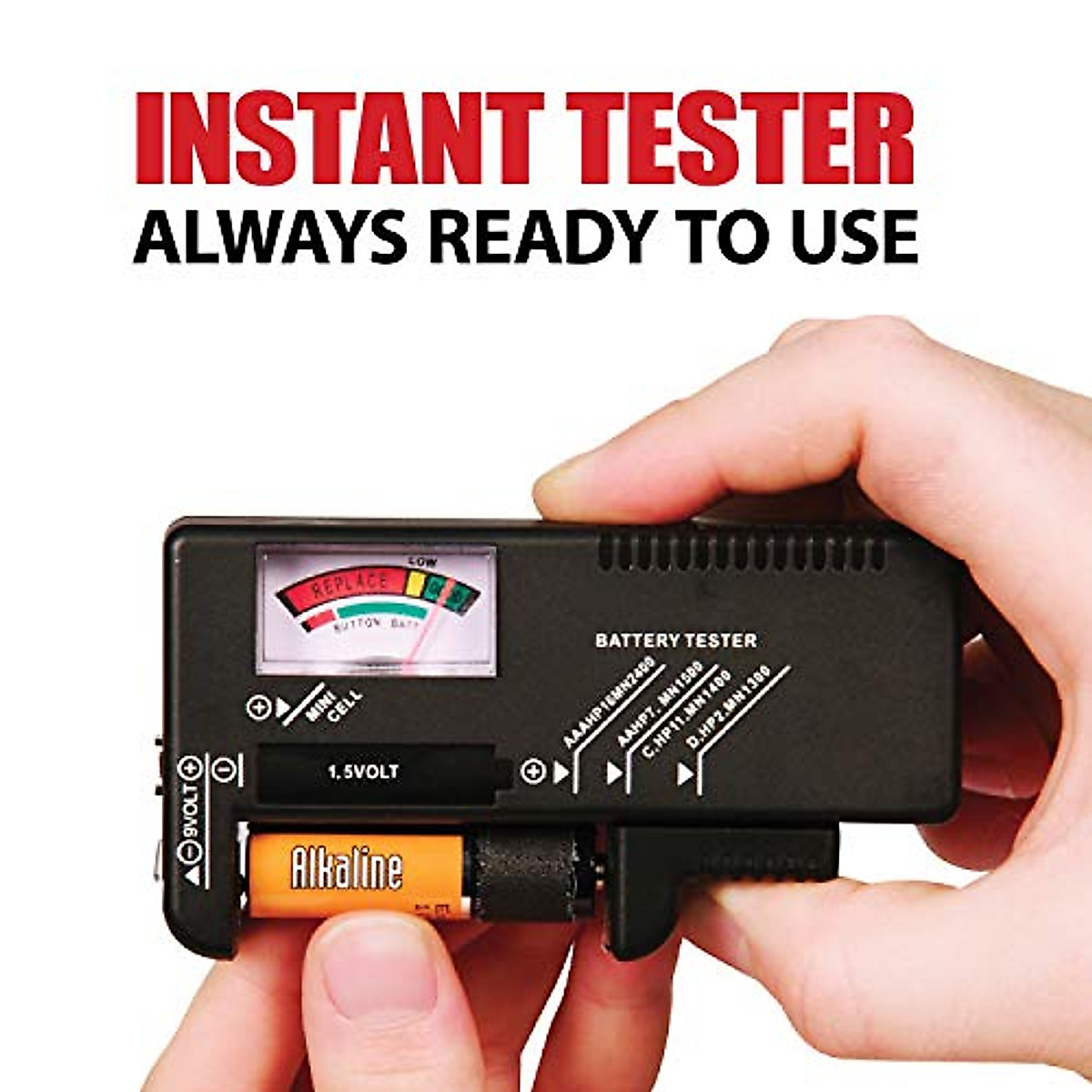 Battery Pro Organizer and Battery Tester, Wall-Mount Battery Storage Case, Holds 100 Assorted AA, AAA, C, 9-Volt, CR123, CR1632, and Button Cell Batteries, (White)