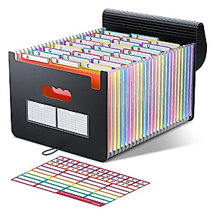 ThinkTex 26 Pockets Expanding File Folder, A-Z Colorful Tabs, Monthly Bill Receipt Documents Organizer, Larger Capacity, Letter/A4 Size
