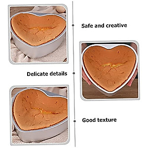 Abaodam 2pcs Bottom Casting Chiffon Oven Sliver Shaped Inches Pansmini Valentines Bread Day Inch Decor Tins Alloy Molding Cutter Pans Detachable for Bakeware and with Brownies