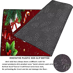 FUYEUN 5' X 7' Christmas Rug Merry Xmas Door Mat Non-Slip Indoor Outdoor Front Door Doormat Living Room Bedroom Entrance Rug Happy Xmas Home Festive Decoration