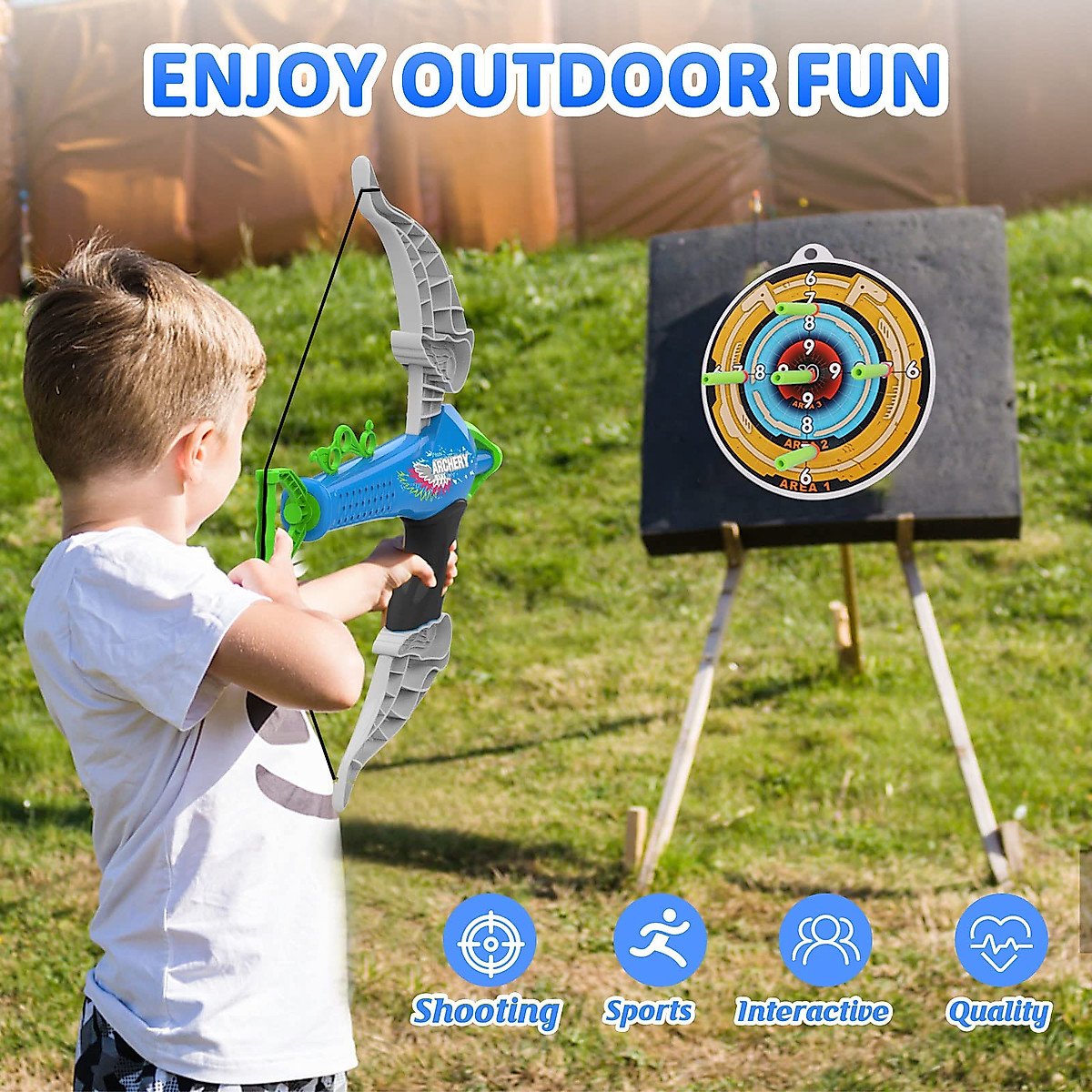 Britik Bow and Arrow for Kids Toys - Archery Set with 20 Suction Cup Arrows, Gifts for Boys Girls Toddler Age 4 5 6 7 8 Year Old