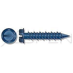 (1500pcs) 1/4 X 1-3/4 Slot Indented Hex Washer Head Concrete Screws (Screw), Bulk/Wholesale Carton - Blue - Ships Free in USA