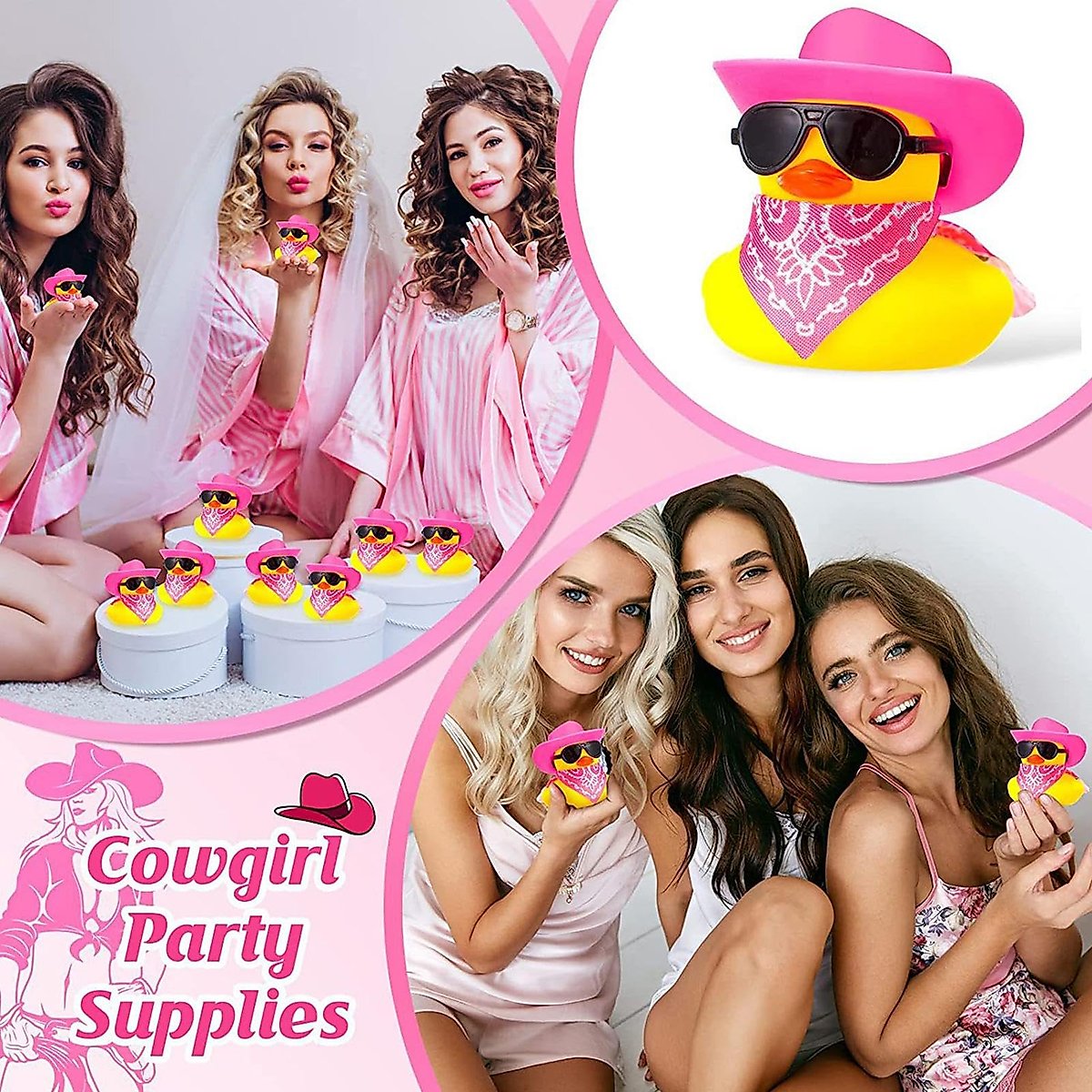 Duck for Cars, Rubber Duck for Car Dashboard, Squeaky Duck Bath Toy Yellow Duck Car Ornament Fun Cowboy Duck Goody Bag Fillers, Car Ornaments for Dashboard